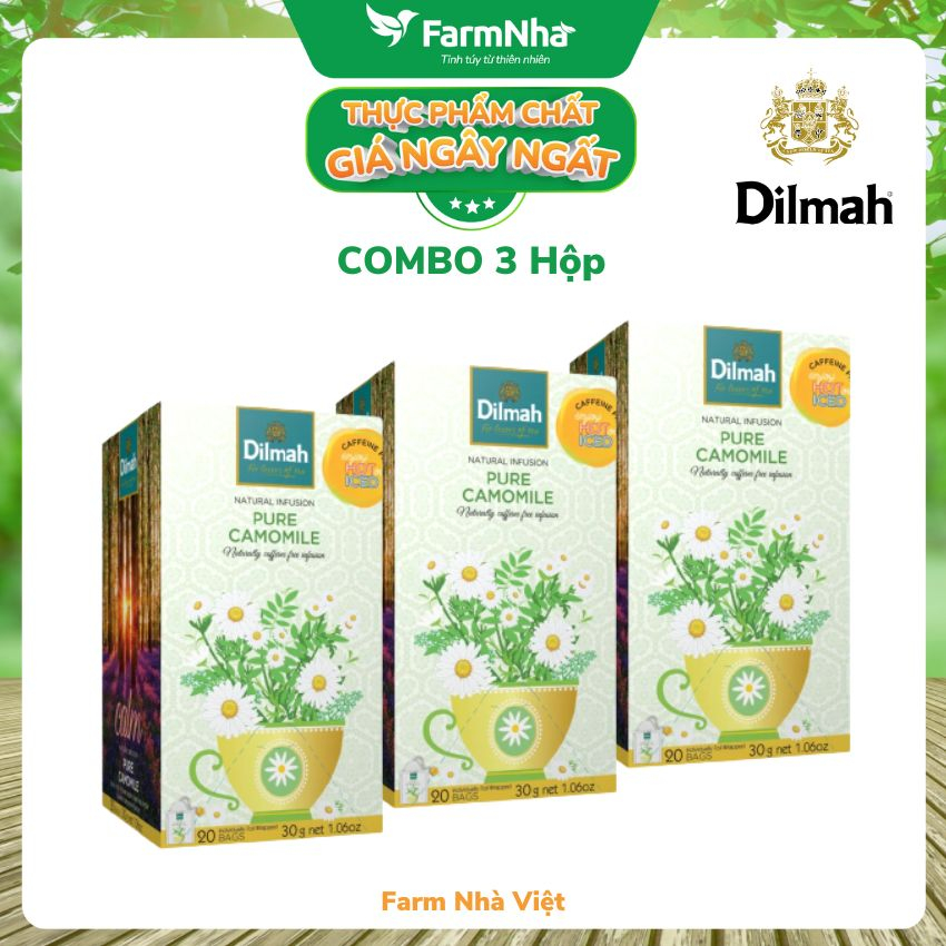 (Combo 3) Trà Dilmah Pure Camomile 30g 20 Túix1.5g Túi Bạc Riêng Biệt ...