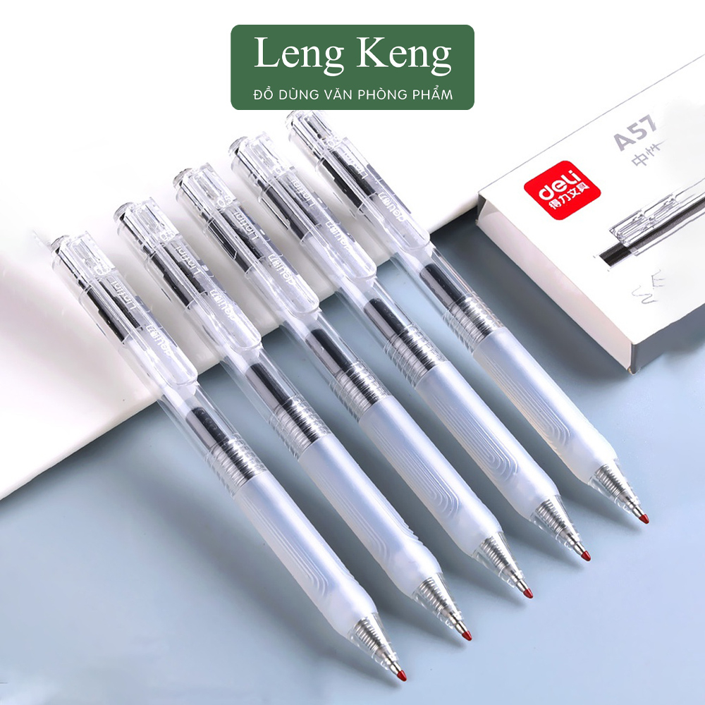 Bút bi gel bấm Deli mực đen ngòi 0.5mm Leng Keng mực đều nét chữ đẹp A575 | Shopee Việt Nam