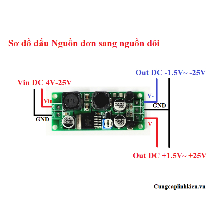 Module chuyển nguồn đơn sang nguồn đôi có chỉnh áp +-1.5V -> +-25V ...