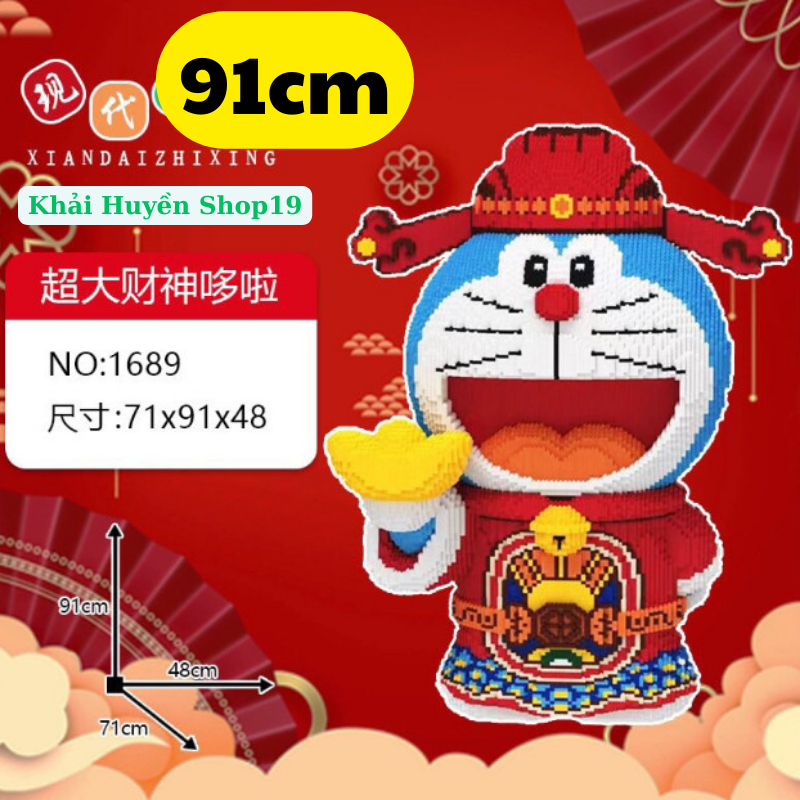 Lego Doraemon thần tài 91cm, Đồ chơi xếp hình lego Doremon thần tài cỡ ...
