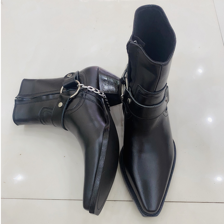 Giày SANTIAGO Boots Da Bò Nguyên Tấm Nhập Khẩu Cao Cấp, Boot Nam Đế Gỗ ...