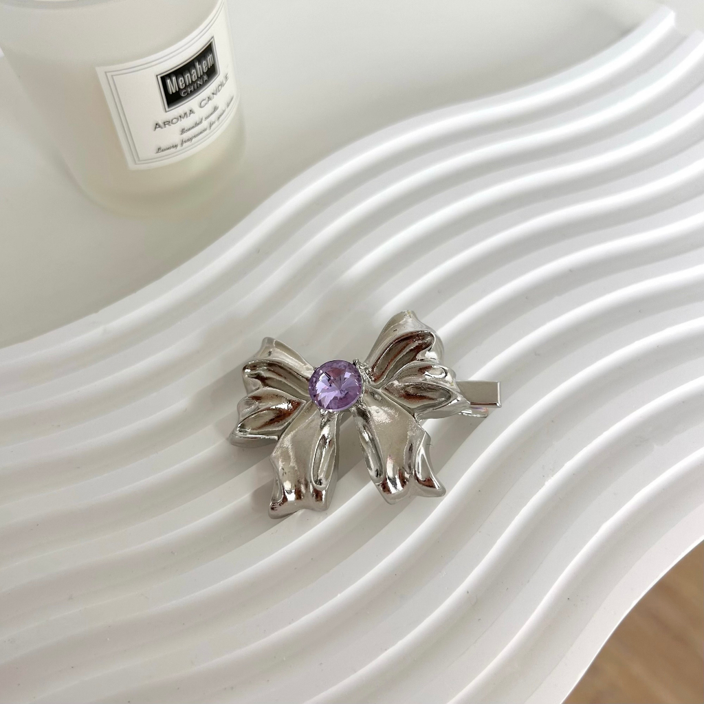 Kẹp Mái Nơ đính Hạt đáng Yêu Sang Trọng Modleaf Cubic Minnie Pin Hàn