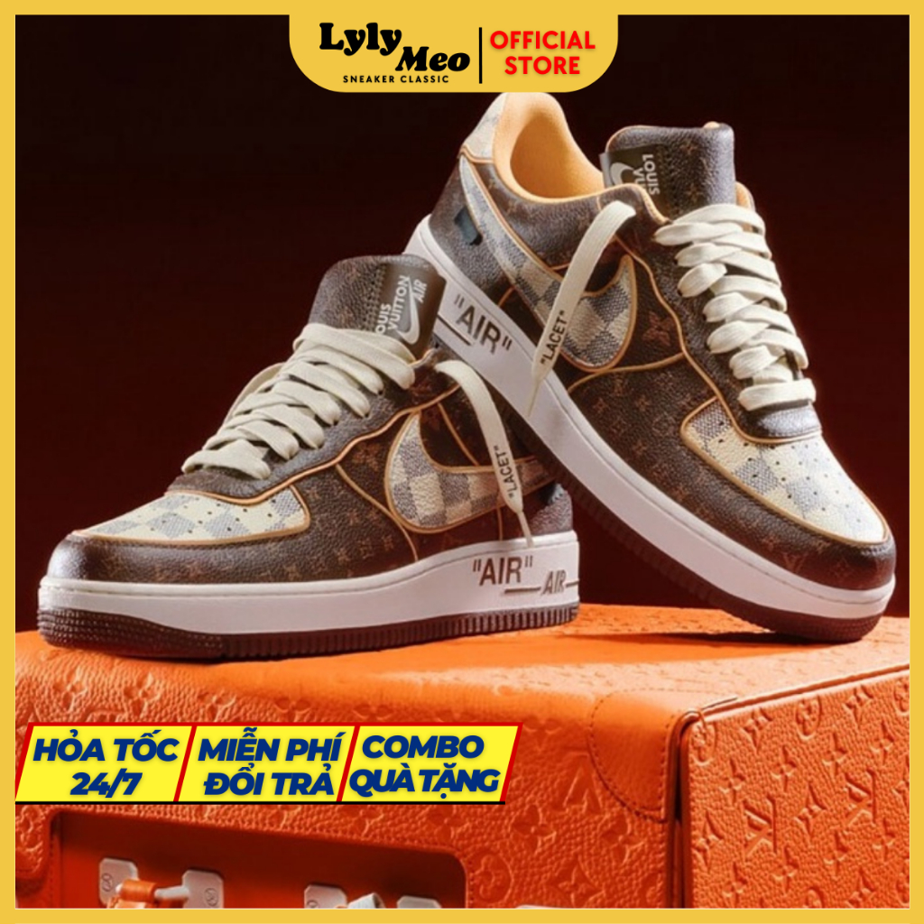 Giày thể thao AF1 LV nâu, Giầy sneaker AF1 mix LV phối màu bản đẹp Full ...