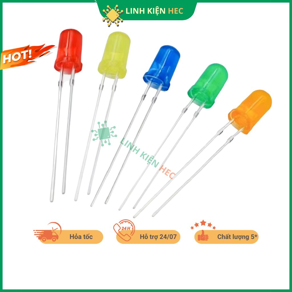 Combo 10 đèn LED 5mm đủ các màu, đa dạng mẫu mã chất lượng cao linh ...