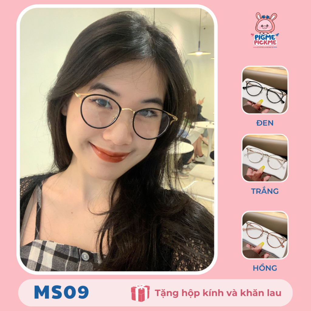 Gọng kính cận nữ mắt tròn chất liệu nhựa lõi kim loại xinh xắn, dễ đeo MS09 | Shopee Việt Nam