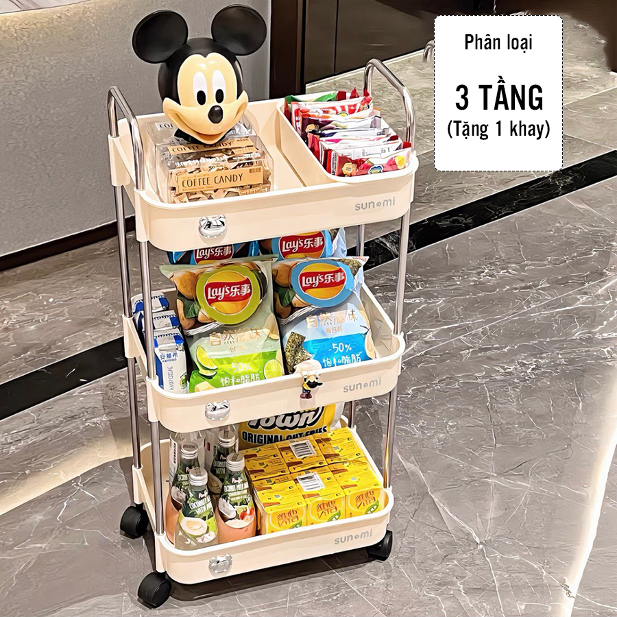 Kệ để đồ đa năng trong suốt có bánh xe kệ mỹ phẩm khung Inox hộ gia ...