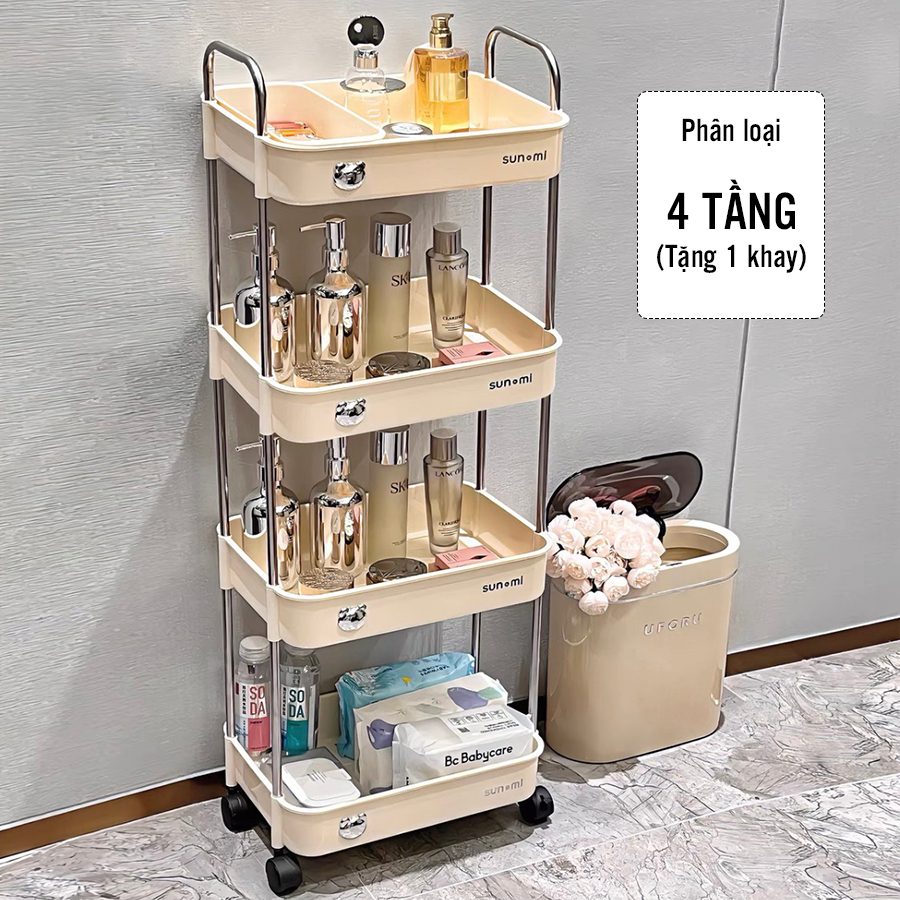 Kệ để đồ đa năng trong suốt có bánh xe kệ mỹ phẩm khung Inox hộ gia ...