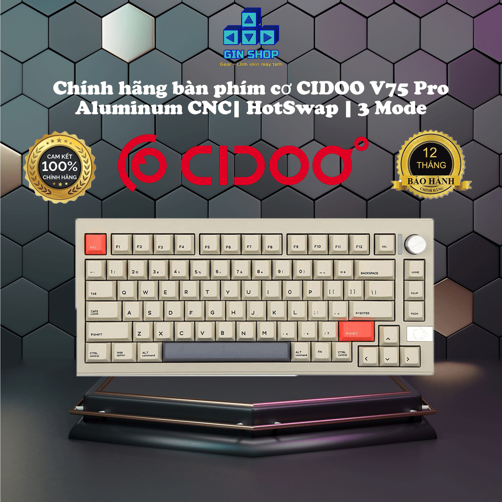 Bàn phím cơ Cidoo V21 - V75 - V75 - V87 pro | Full Nhôm | 3mode | Led RGB | Chính hãng Bh 12 ...