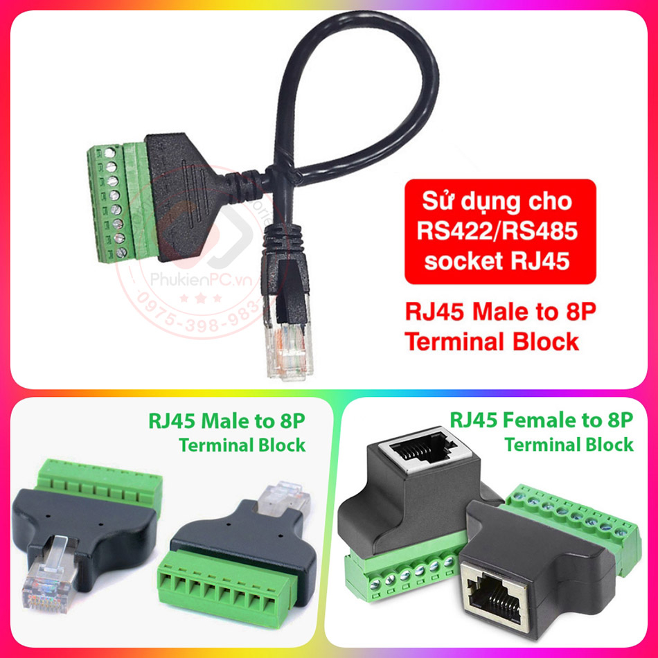 Cáp RJ45, đầu giắc RJ45 8P8C Terminal Block bắt vít cho thiết bị công ...
