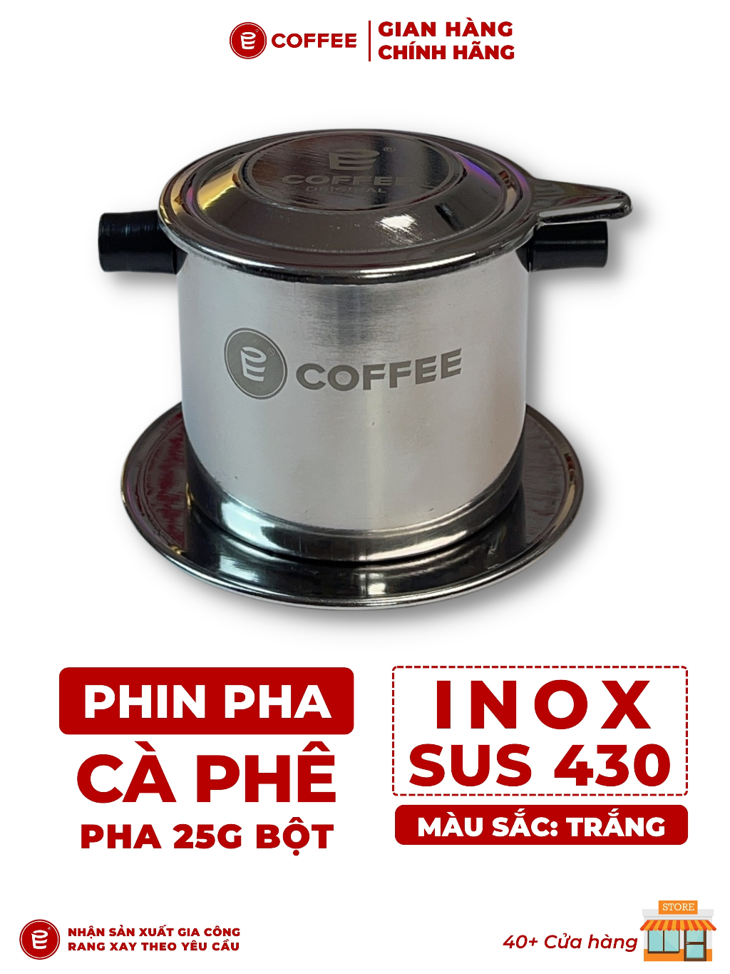 Phin pha cà phê inox cỡ lớn dùng cho quán cafe chất liệu thép SUS430 ...