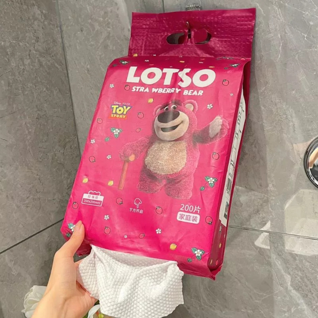 Khăn lau đa năng, Khăn lau mặt, lau tay dùng 1 lần gấu dâu lotso, gói ...