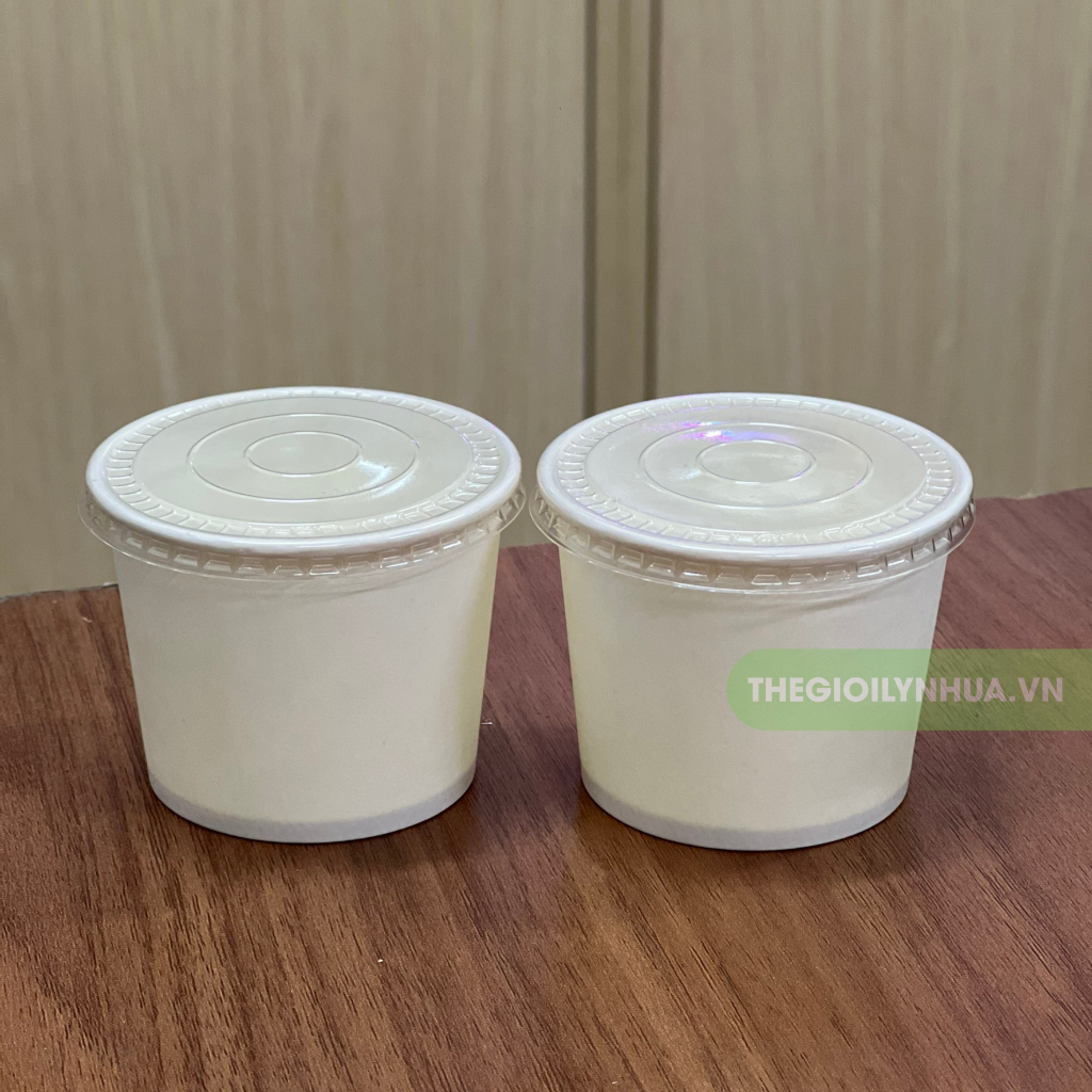[COMBO 100 CÁI] Ly giấy 130ml, ly giấy 4.5oz 2 lớp PE có nắp dùng uống nước, đựng trân châu ...