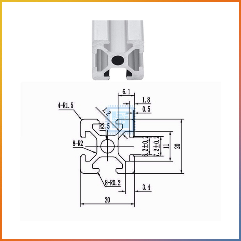[Có sẵn] Nhôm định hình chuẩn EU trắng bạc 2020, 2040, 2060, 2080 ...