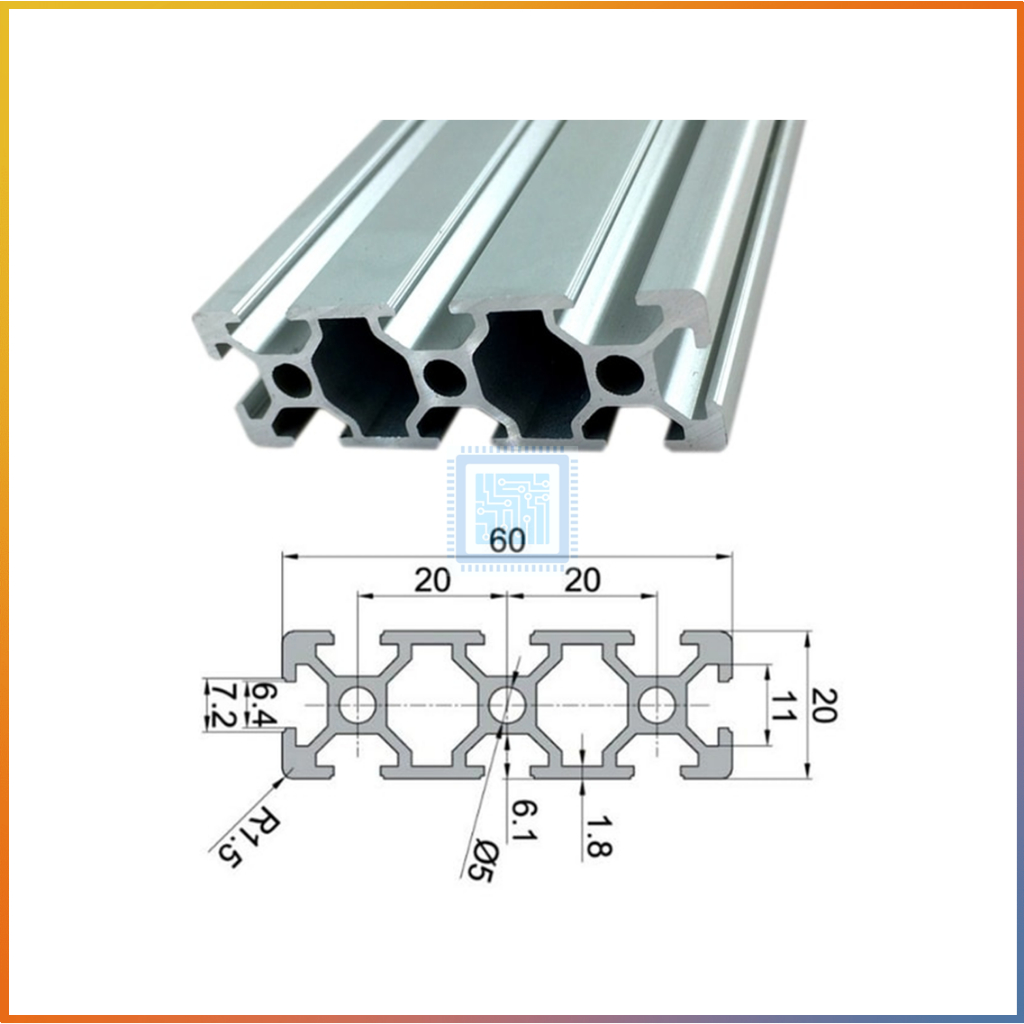 [Có sẵn] Nhôm định hình chuẩn EU trắng bạc 2020, 2040, 2060, 2080 ...