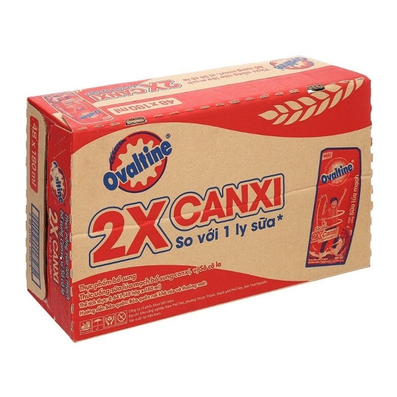 sữa Ovaltine 2X canxi 180ml ( 1thung 48 hộp) | Shopee Việt Nam