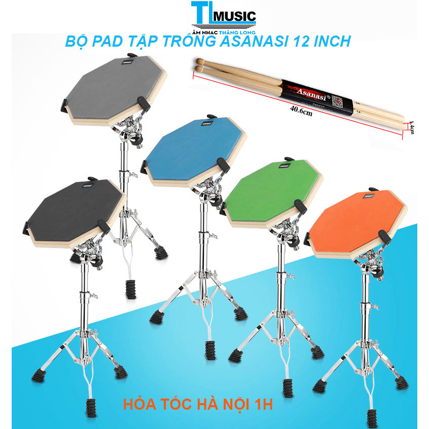 BỘ PAD TẬP TRỐNG 12' ASANASI - DRUM PAD 12INCH (FULL BỘ CHÂN SNARE ...