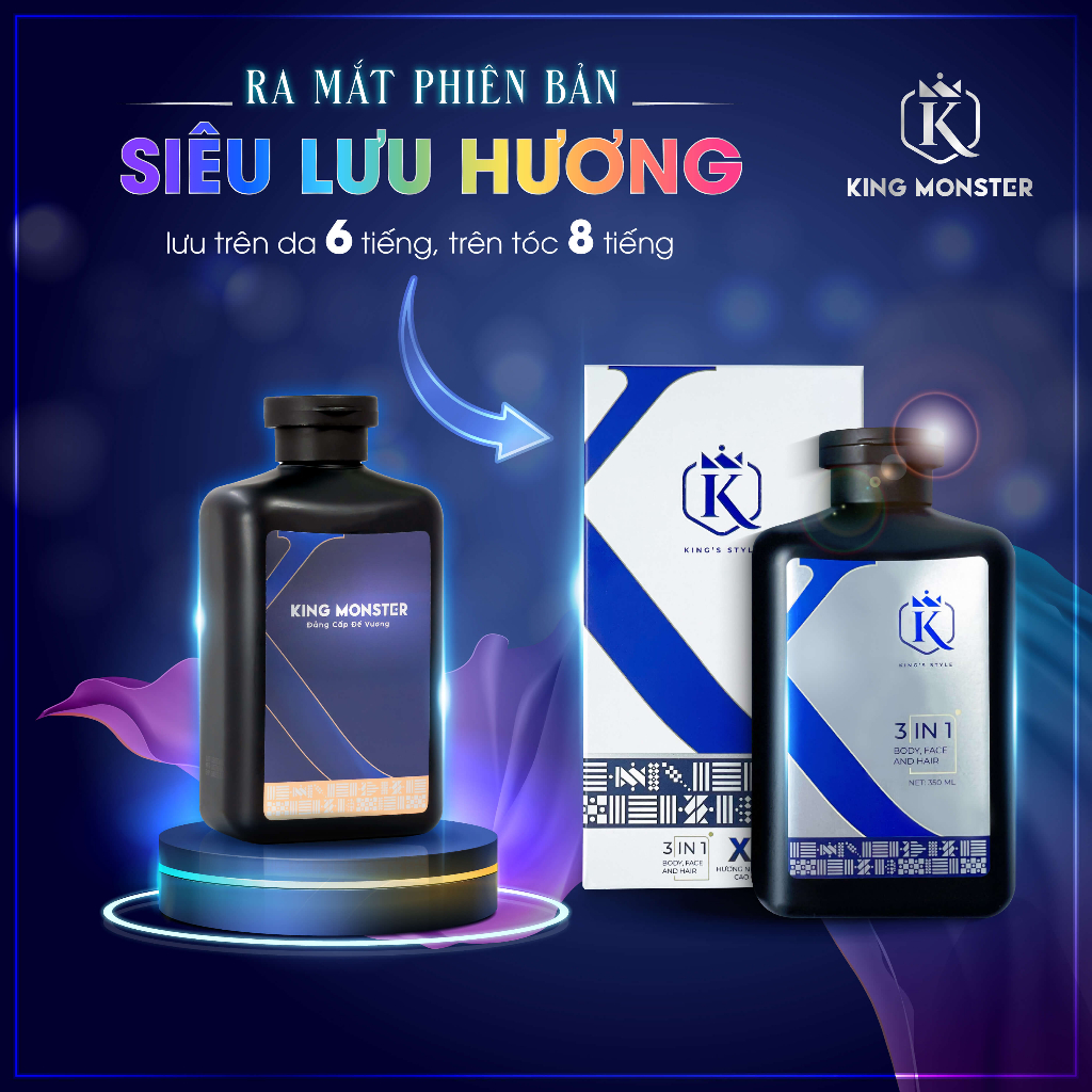 Sữa tắm gội nam KING MONSTER 3 in 1 hương nước hoa cao cấp 350ml ...