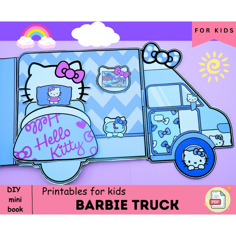 Ngôi nhà búp bê giấy - Hello Kitty Bus, ngôi nhà di động | Shopee Việt Nam