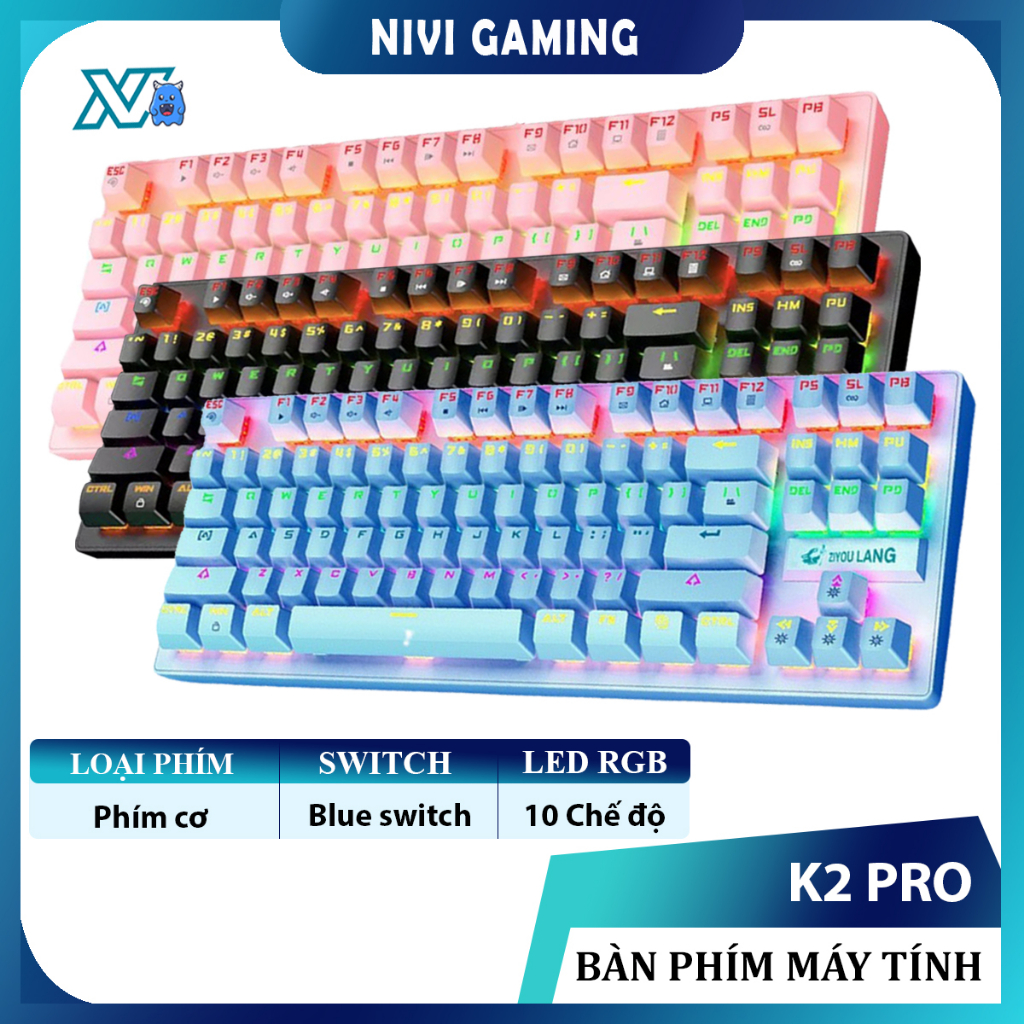 [Chính hãng] Bàn Phím Cơ Gaming K2 PRO 10 chế độ Led RGB Khác Nhau ...