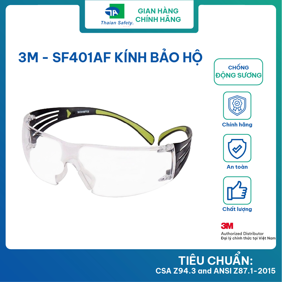Mắt KÍNH BẢO HỘ 3M 401AF THAIAN SAFETY Tròng Kính Được Phủ Lớp Chống ...