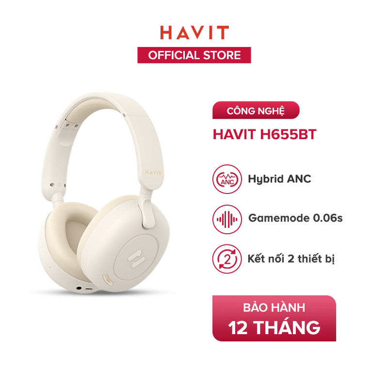 Tai Nghe Headphone Bluetooth HAVIT H655BT, BT 5.3, Chống Ồn Chủ Động ANC, Gamemode 60ms, Nghe ...