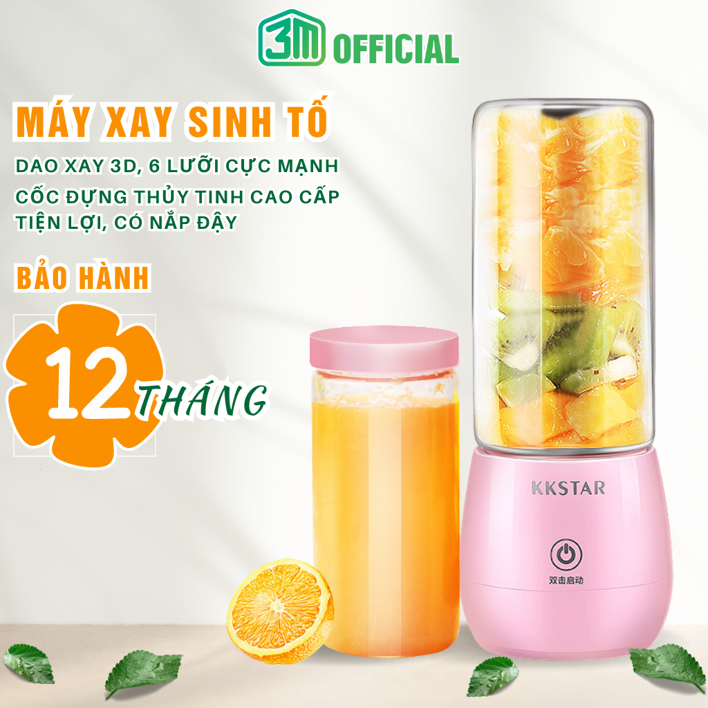 Máy xay cầm tay mini say sinh tố hoa quả đa năng KKSTAR máy say cầm tay sử dụng pin sạc USB, 6 ...