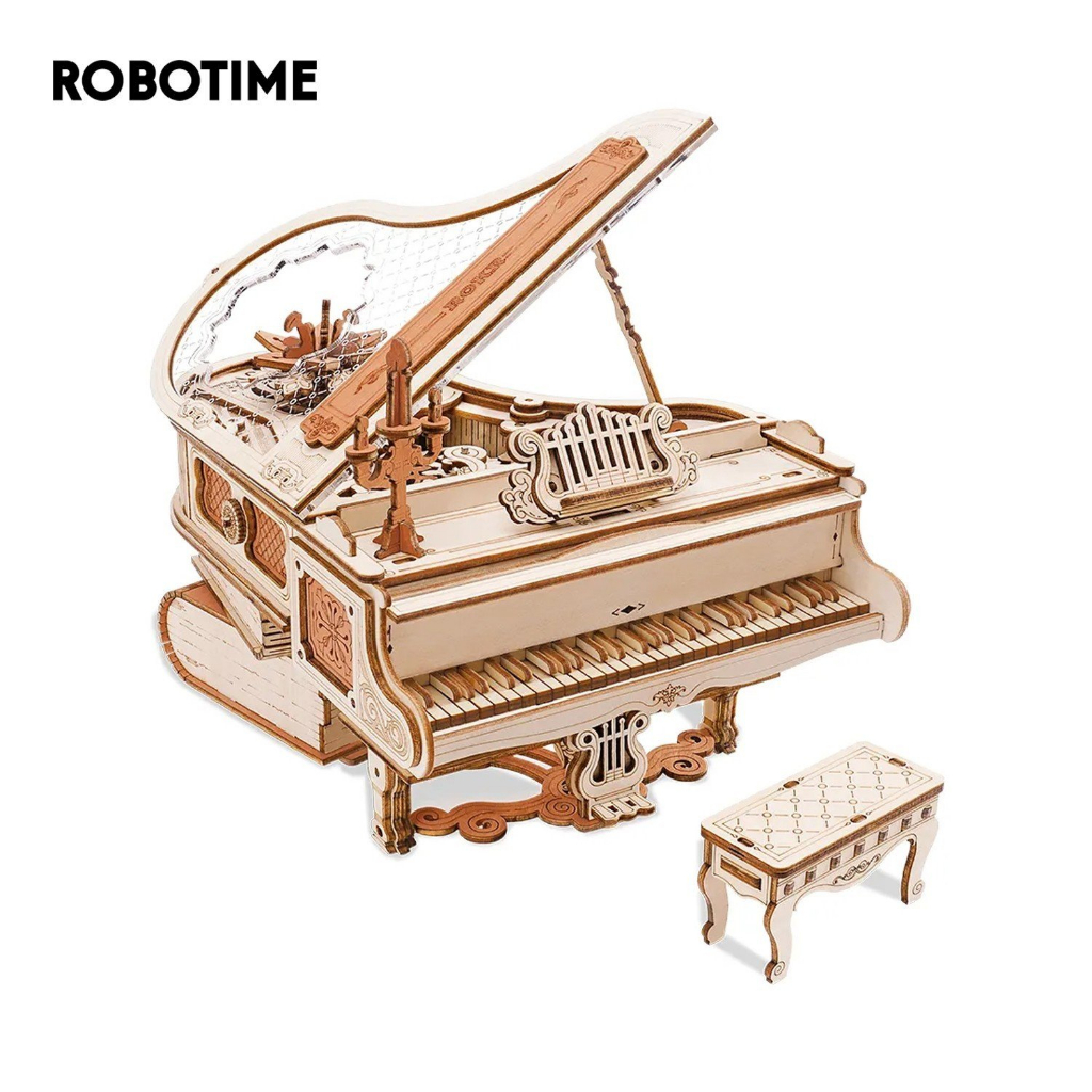 Hộp nhạc Robotime. Mô hình gỗ 3d tự lắp ráp ROKR Magic Piano Mechanical ...