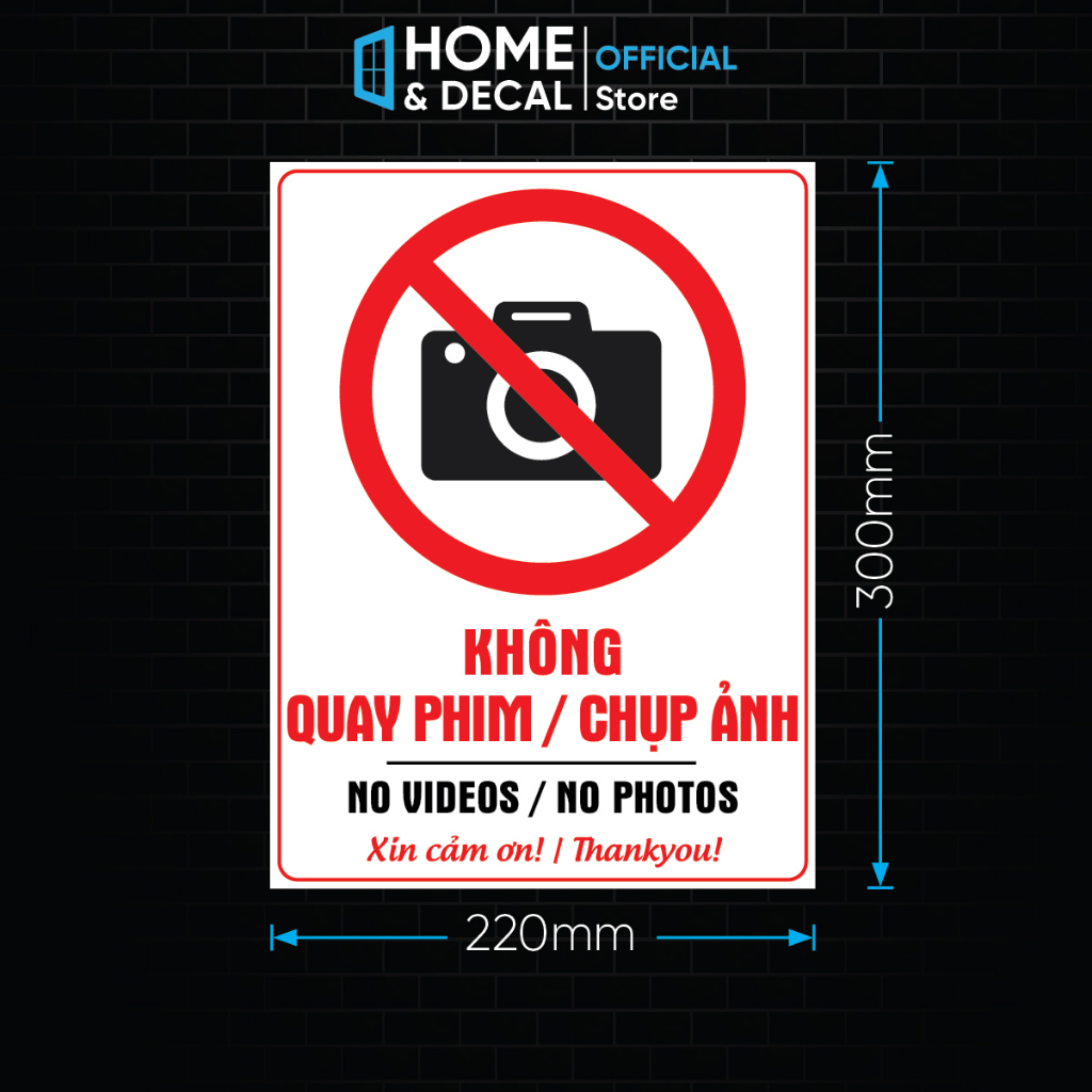 Decal Không Quay Phim Chụp Ảnh, Decal Cấm Quay Phim Chụp Ảnh, Sticker ...