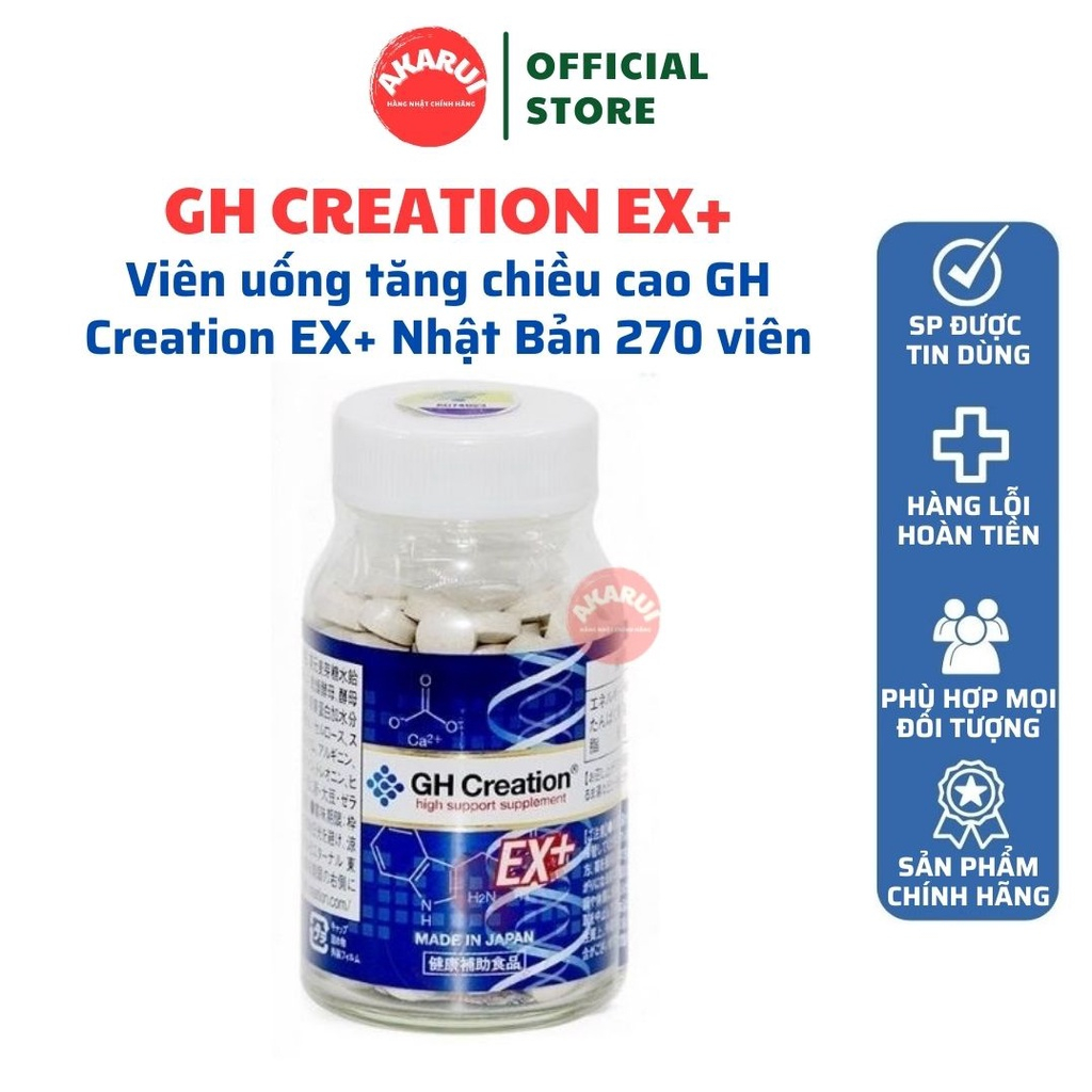 Viên uống hỗ trợ tăng chiều cao GH Creation EX+ Nhật Bản 270 viên ...