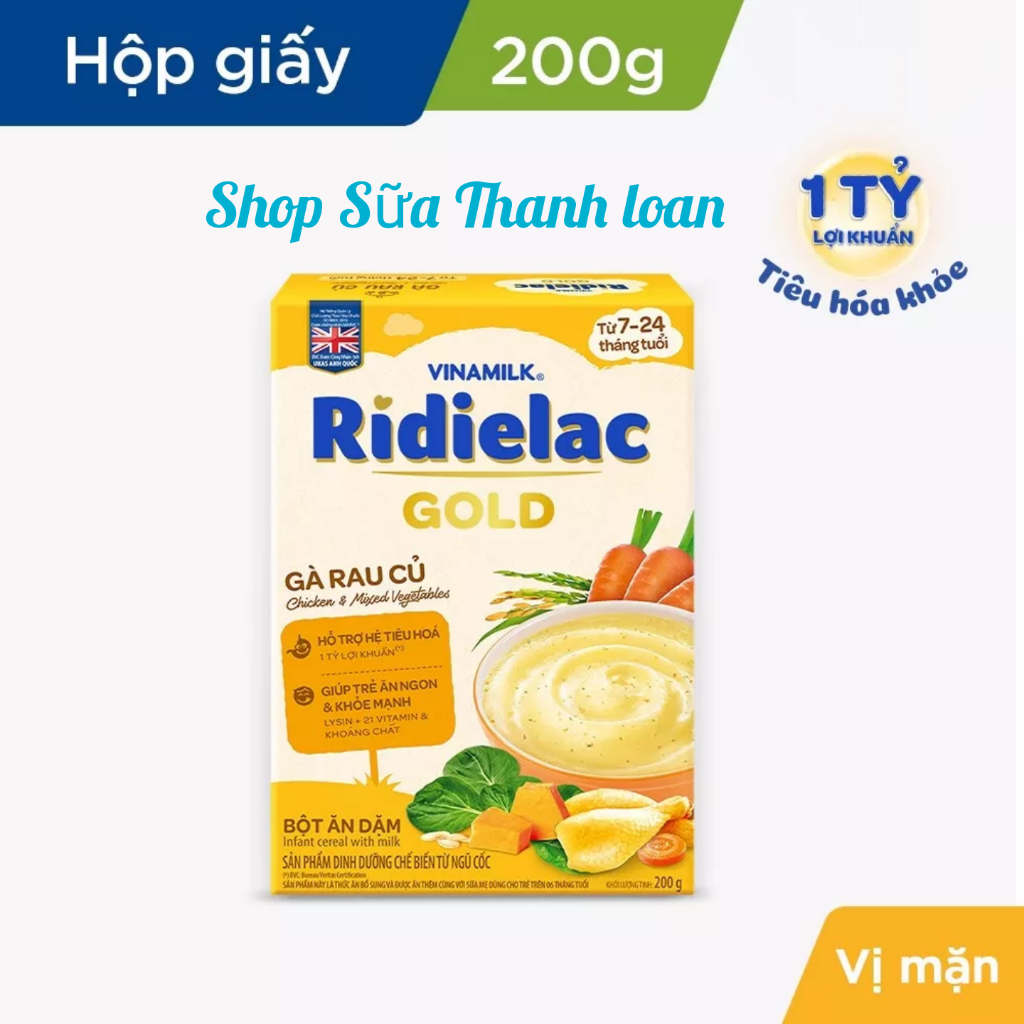 [HSD T10-2026] [Mẫu Mới] Bột Ăn Dặm RIDIELAC GOLD Gà Rau Củ - Hộp Giấy ...