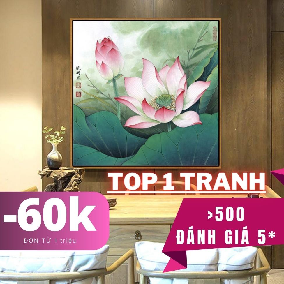 Tranh hoa sen decor treo tường nhiều mẫu trang trí phòng khách phòng ngủ chất liệu vải canvas đã ...