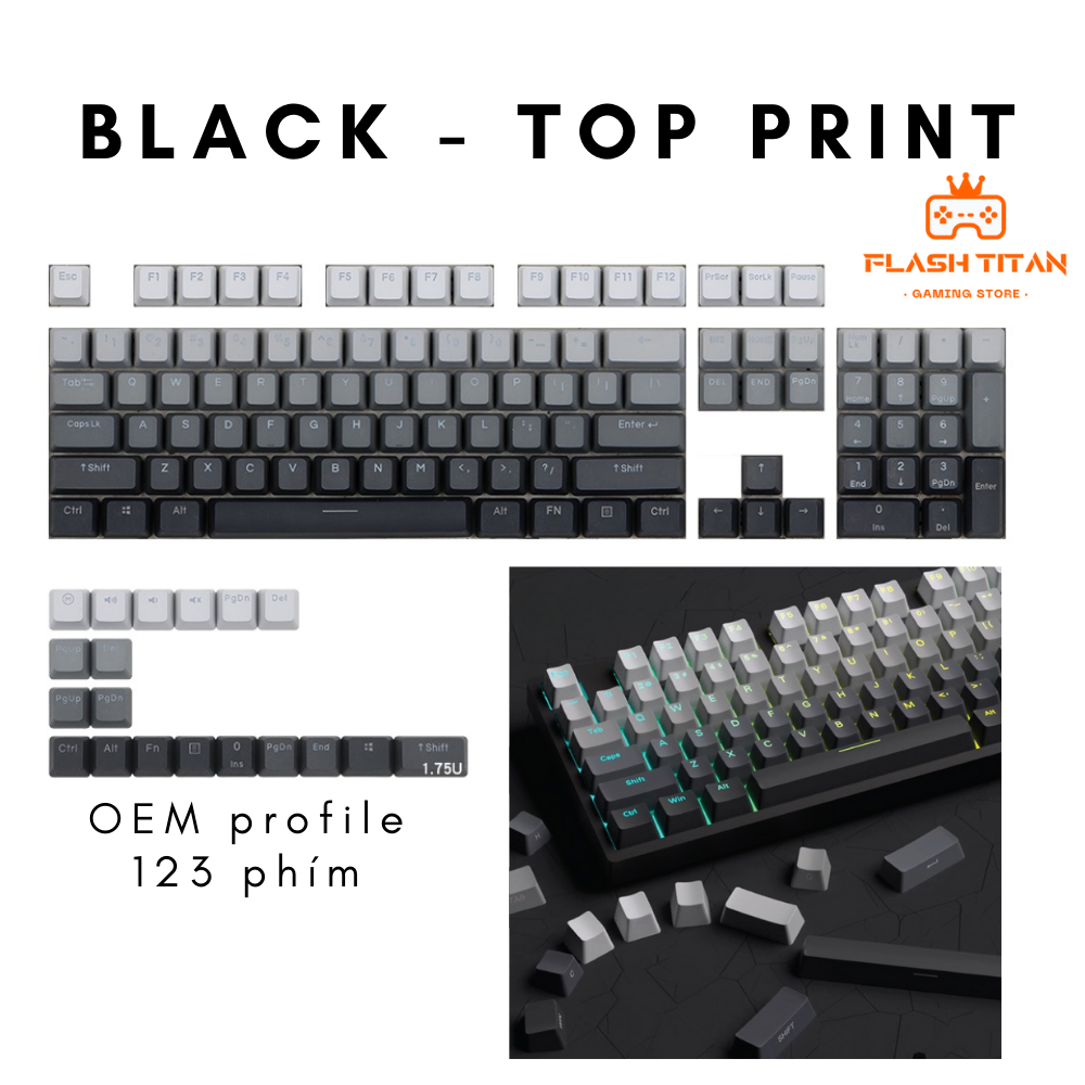 Keycap JKDK Polar PBT phối màu Ombre - OEM profile - Keycap custom hiệu ứng ánh sáng đẹp mắt ...