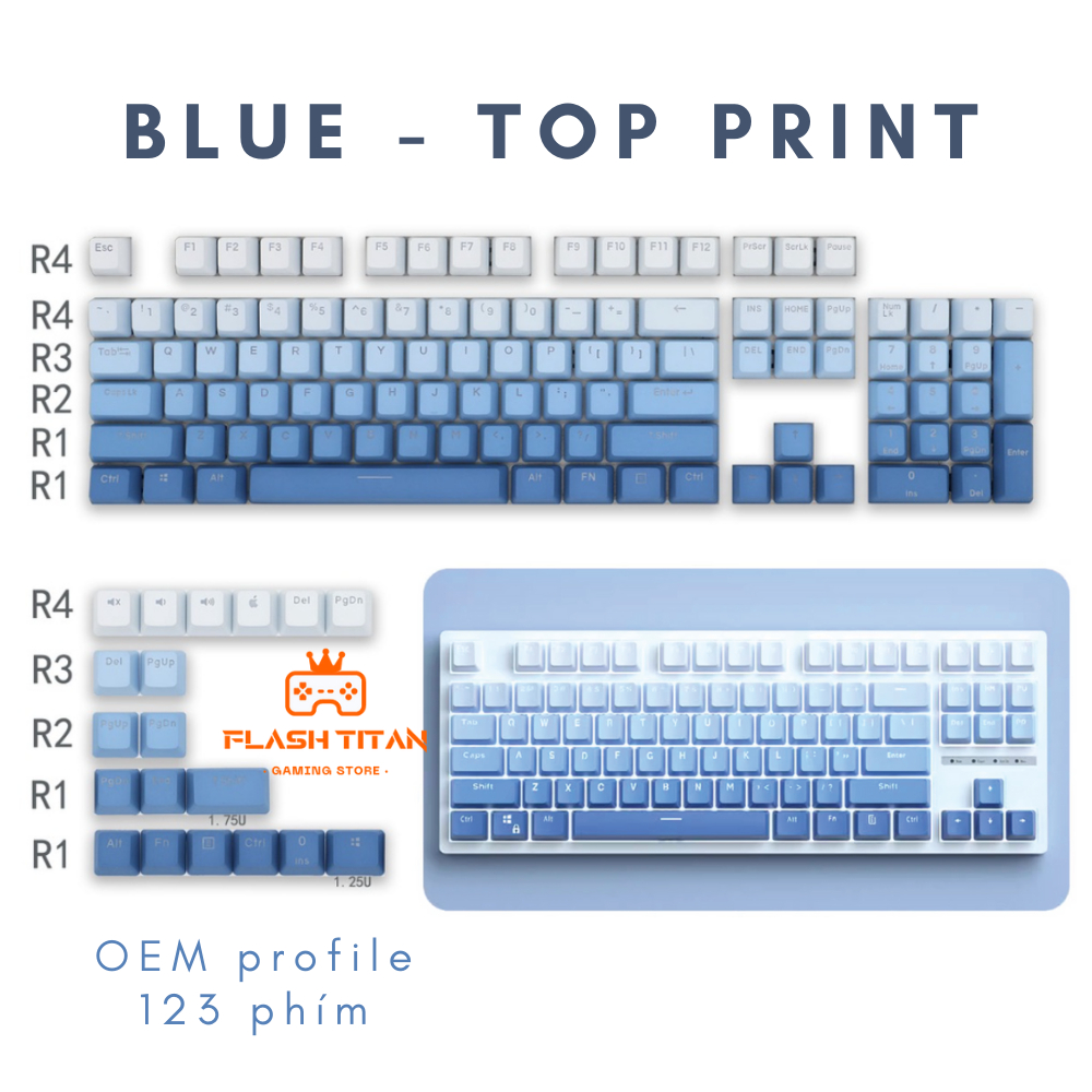 Keycap JKDK Polar PBT phối màu Ombre - OEM profile - Keycap custom hiệu ứng ánh sáng đẹp mắt ...