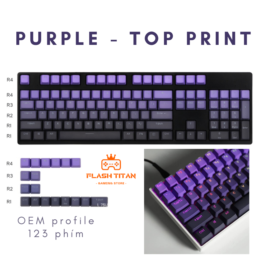 Keycap JKDK Polar PBT phối màu Ombre - OEM profile - Keycap custom hiệu ứng ánh sáng đẹp mắt ...