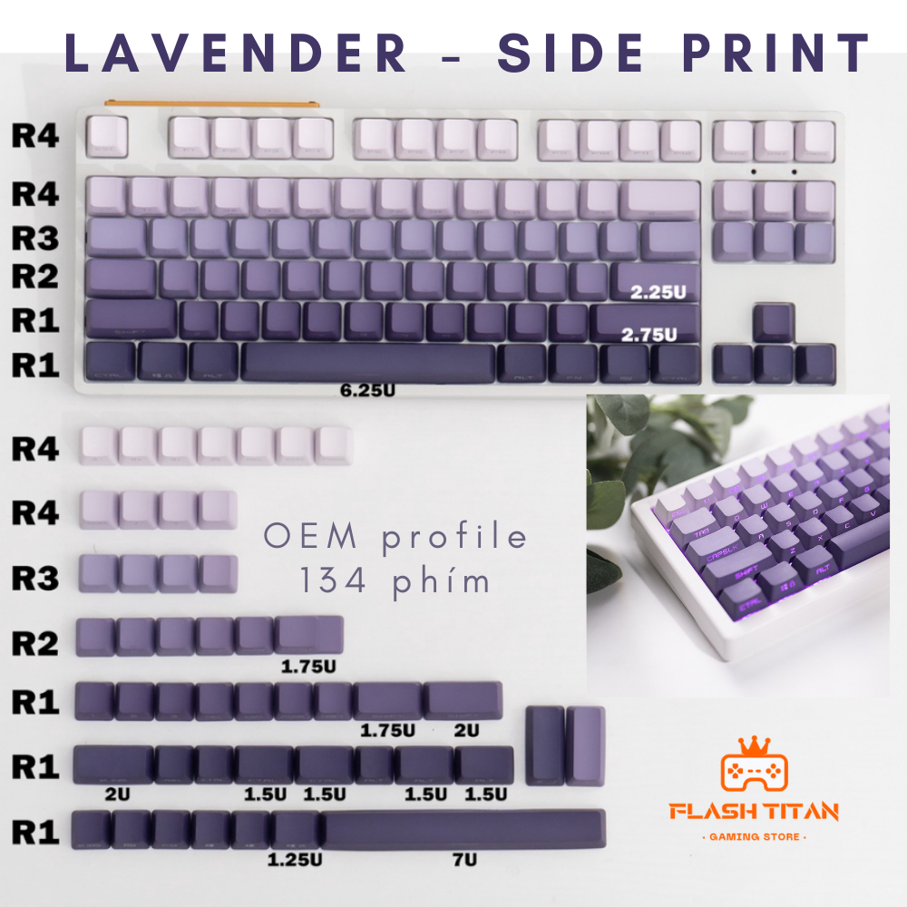 Keycap JKDK Polar PBT phối màu Ombre - OEM profile - Keycap custom hiệu ứng ánh sáng đẹp mắt ...