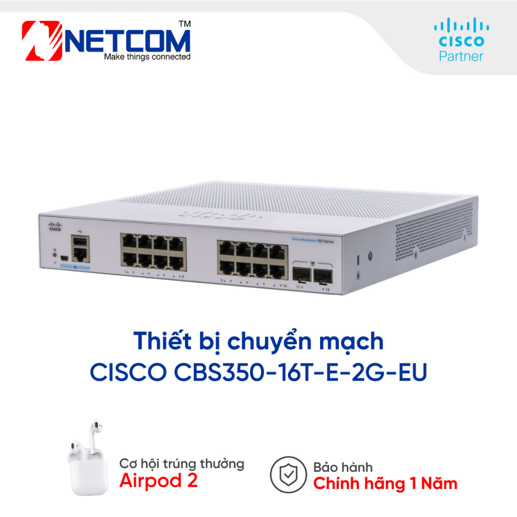 Thiết bị chuyển mạch CISCO CBS350 Managed 16-port GE, Ext PS, 2x1G SFP ...