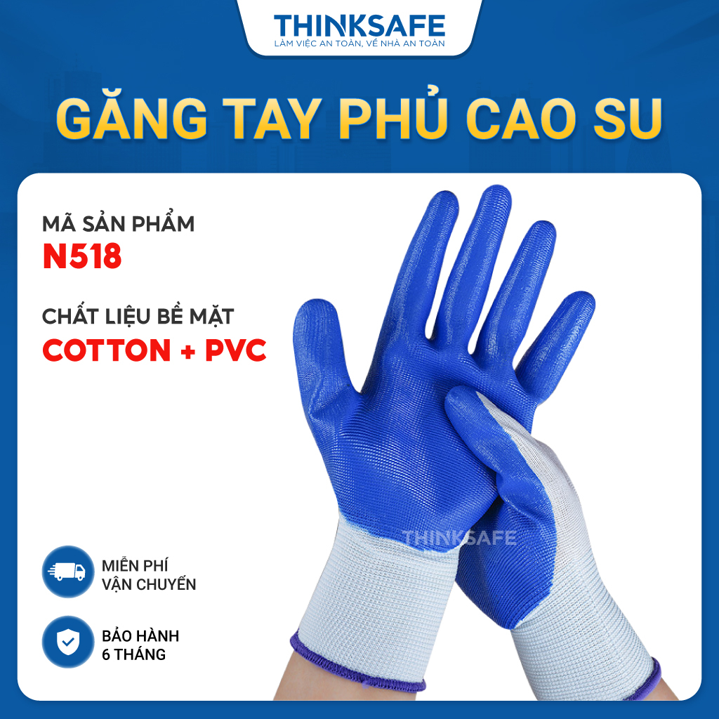 Găng tay bảo hộ phủ sơn chống dầu nhớt, găng tay pu xanh N518 bám dính ...