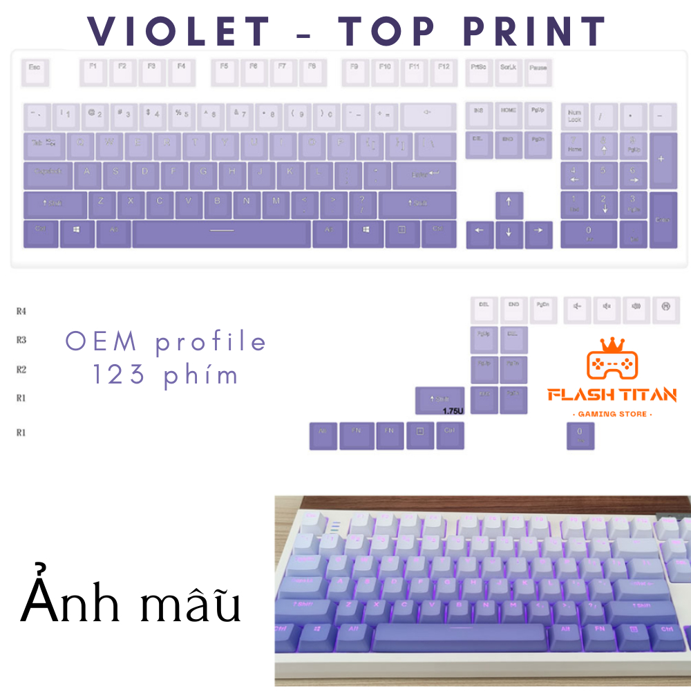 Keycap JKDK Polar PBT phối màu Ombre - OEM profile - Keycap custom hiệu ứng ánh sáng đẹp mắt ...