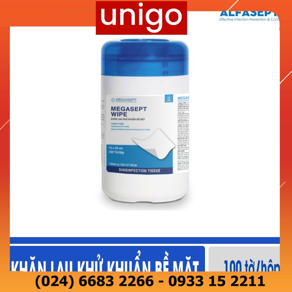 Khăn lau khử khuẩn bề mặt MEGASEPT WIPE dùng trong lĩnh vực gia dụng và ...
