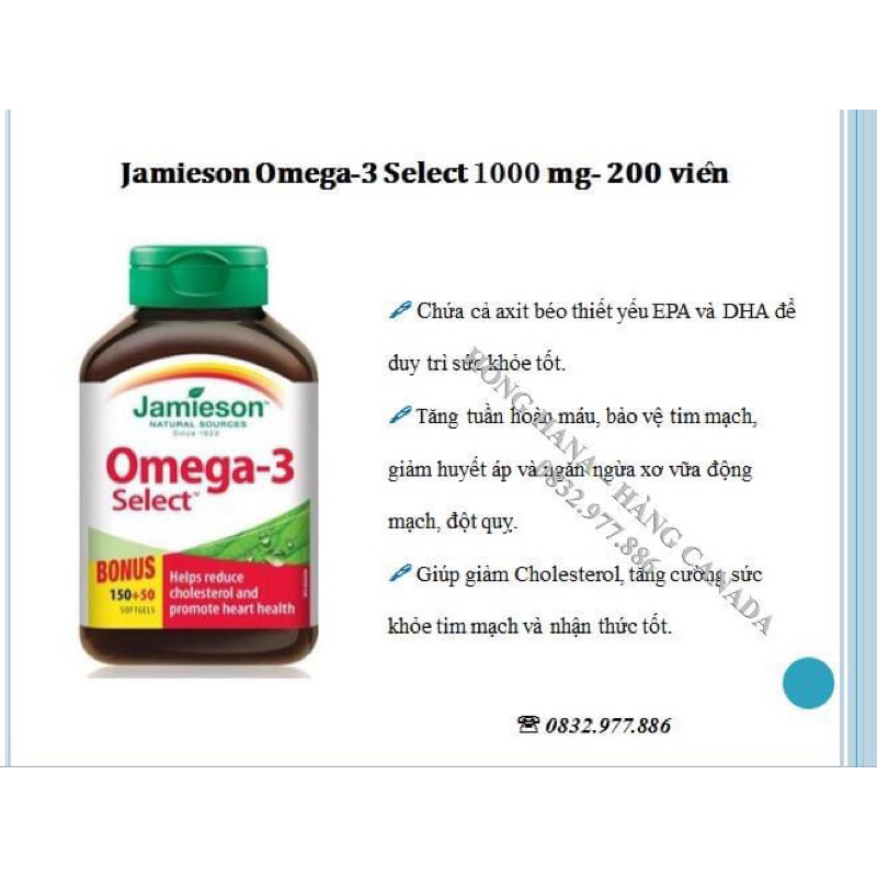 omega 3 select 1000mg-200 viên-jamieson | Shopee Việt Nam