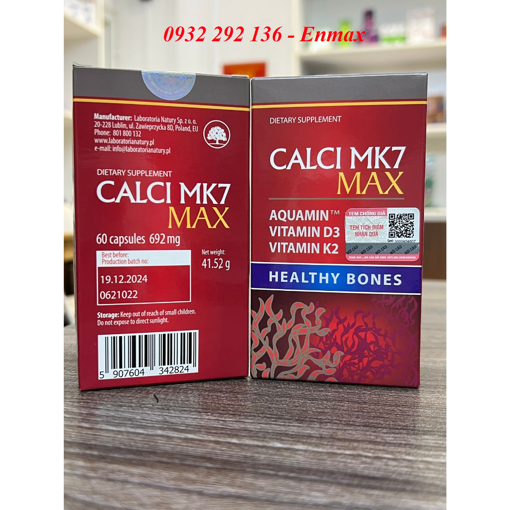 Canxi MK7 Max giúp bổ sung Aquamin, vitamin D3, vitamin K2 giúp xương chắc khỏe | Shopee Việt Nam