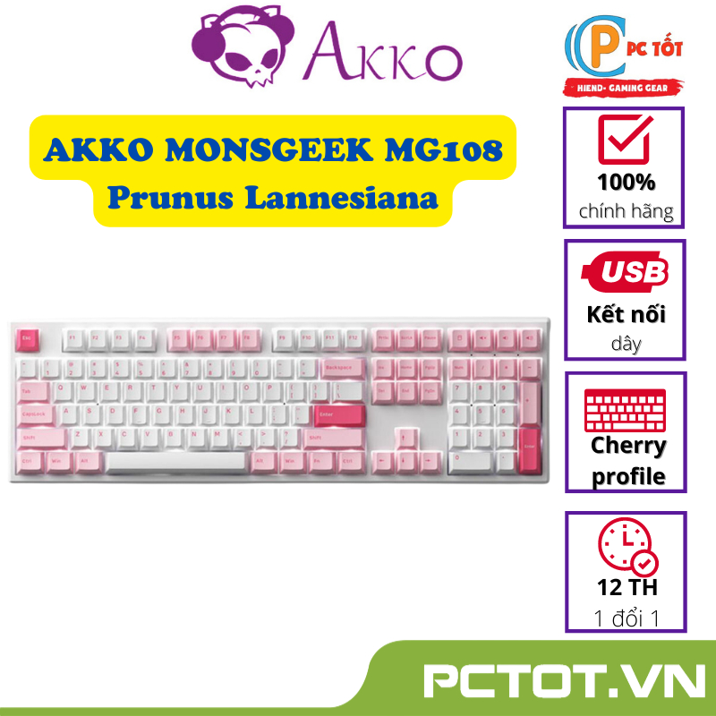 Bàn phím cơ MonsGeek MG108 Prunus Lannesiana (White LED / AKKO cs switch) | Shopee Việt Nam