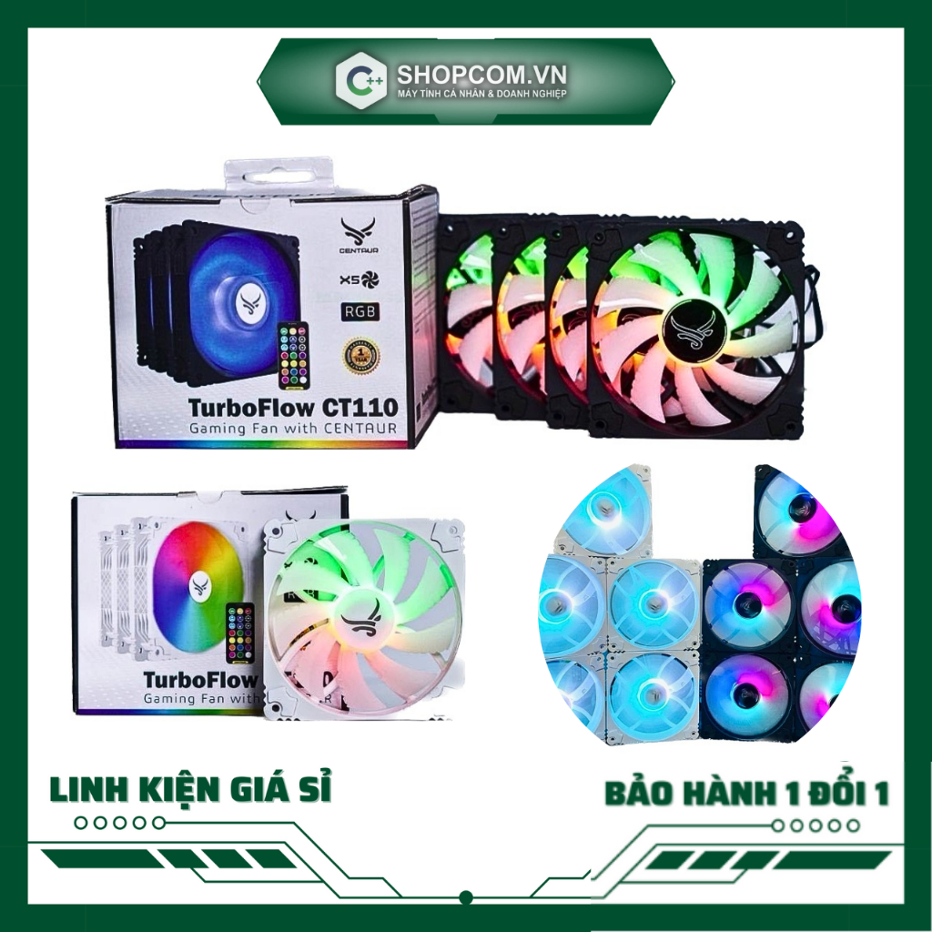 Bộ Kit 5 Fan + Hub Centaur CT110 Đen/Trắng kèm Điều Khiển fan case LED ...