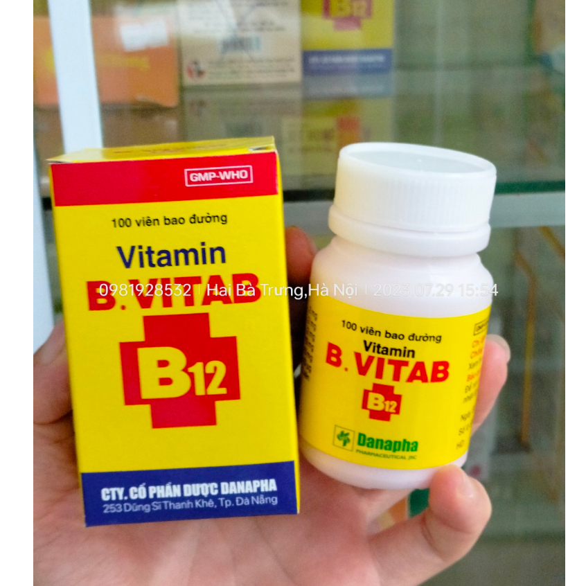 Vitamin B.Vitab B12 Danapha bổ sung calci và vitamin B (100 viên ...