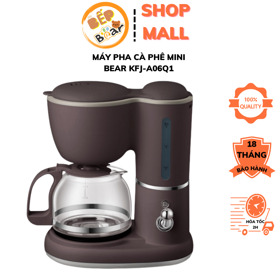 Máy pha cà phê mini Bear KFJ A06Q1/A06K1/KFJ403 tự động, dành cho gia đình trên 4 tách, Hàng ...