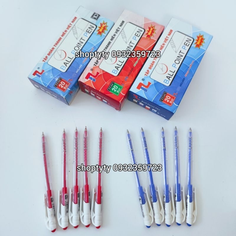 1 Hộp 20 Cây Viết/Bút Bi Xanh, Đỏ, Đen TL 079 Đầu Bút 0.5mm | Shopee ...