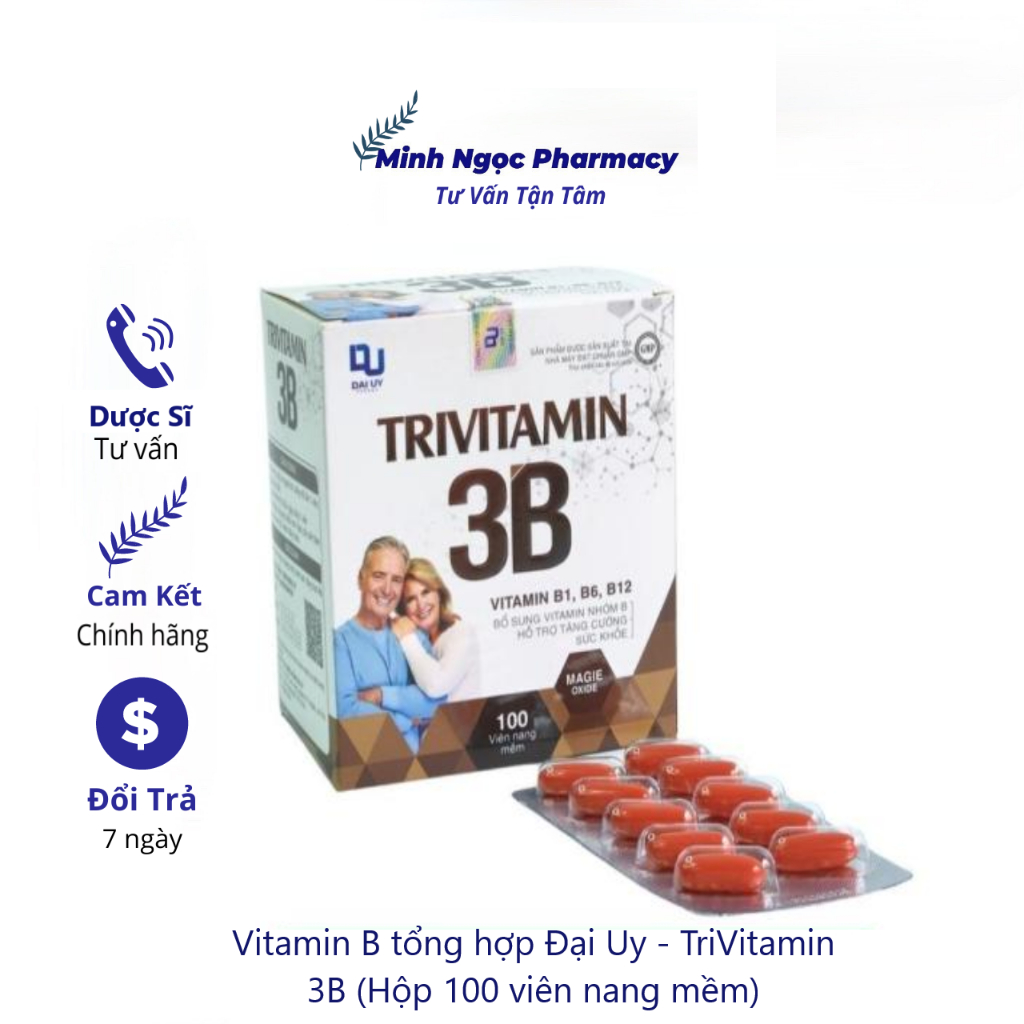 Vitamin B tổng hợp Đại Uy - TriVitamin 3B (Hộp 100 viên nang mềm ...