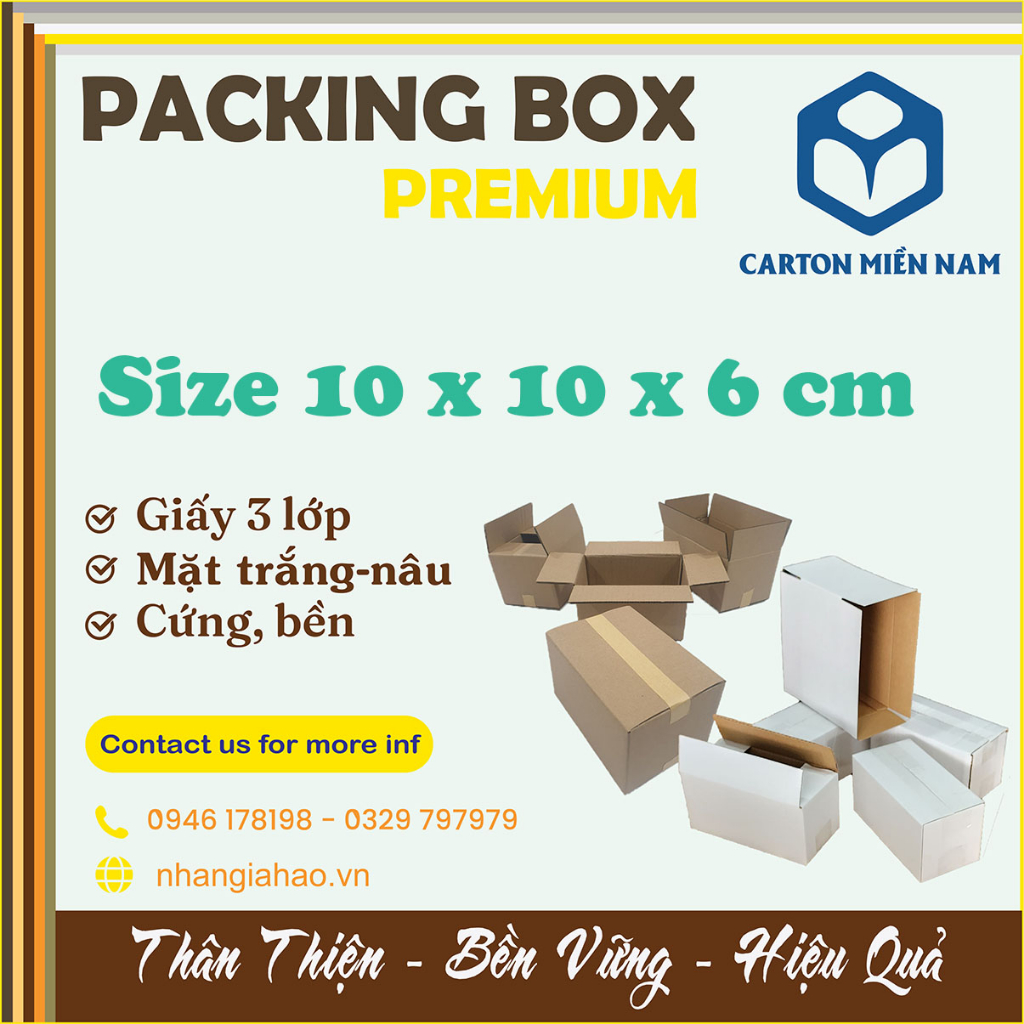 20 Hộp 10x10x6cm hộp carton; hộp shipcod; hộp giấy đóng gói; hộp vận ...