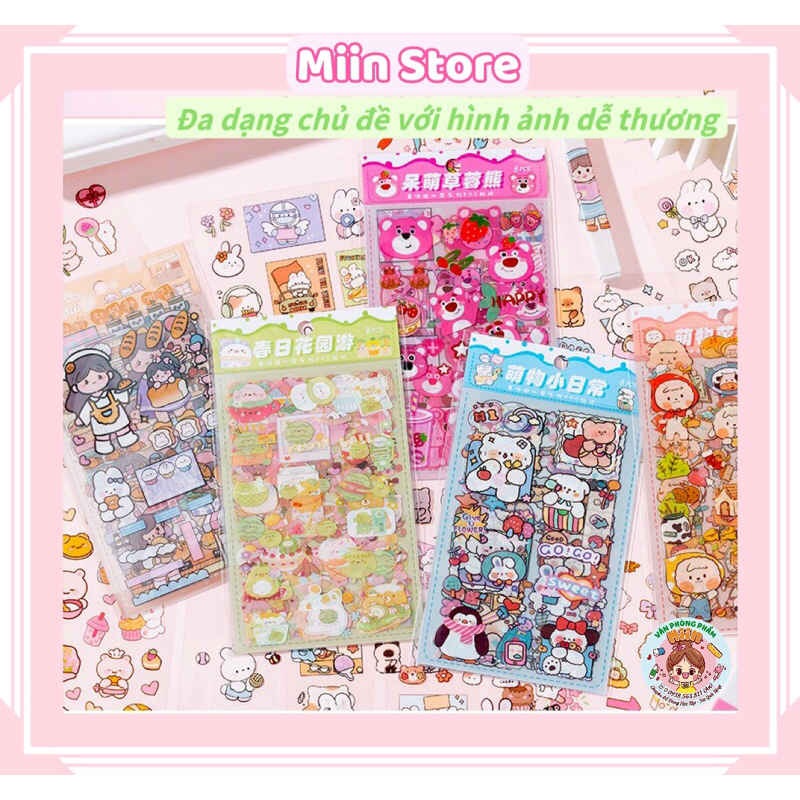Set 6 Tấm Sticker (Chọn 26 Mẫu) Trong Suốt Nhiều Mẫu Hoạt Hình Dễ ...