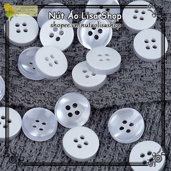 Set 50 nút áo sơ mi 1.1cm, 1.2cm (trắng, đen), cúc nhựa 4 lỗ, cúc sơ mi ...